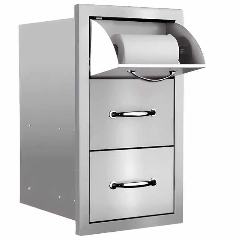 American Made Grills 17" Vertical 2-Drawer & Paper Towel Holder Combo ...